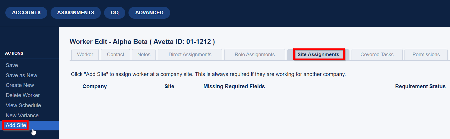 Assigning Sites and Roles to Workers | Worker Management